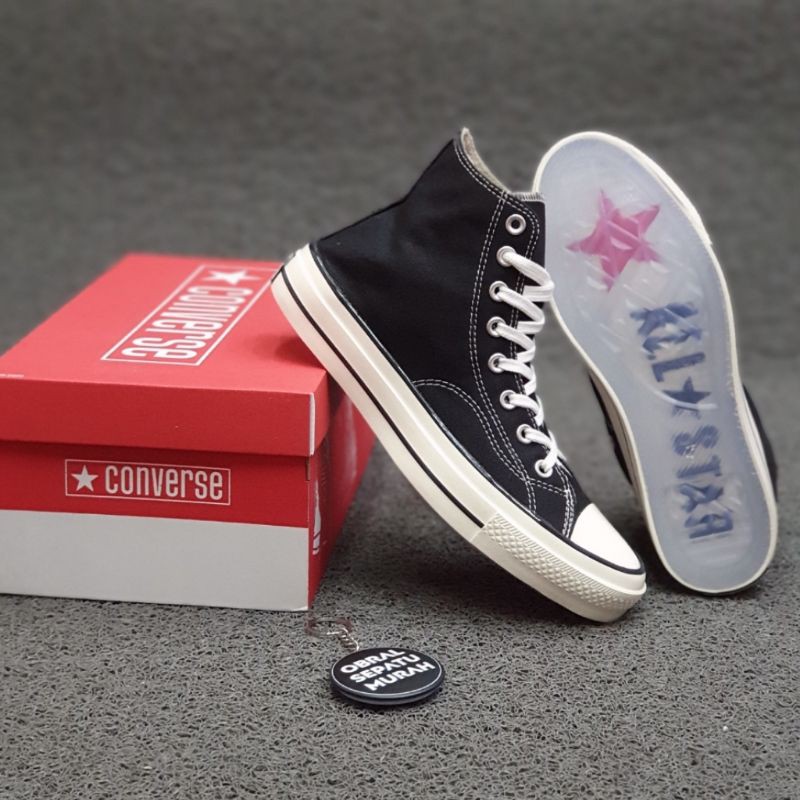 Jual OBRAL SEPATU CONVERSE 70S HIGH SOL TRANSPARAN GLOSSY BLACK WHITE ...