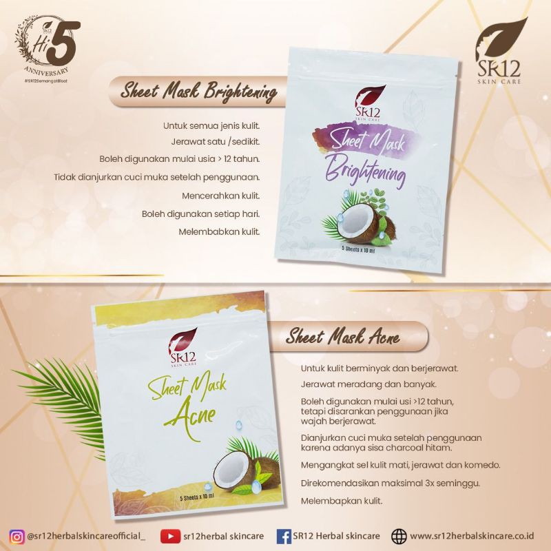 Jual Wajah Glowing!!!! Sheet Mask Brightening SR12 | Shopee Indonesia