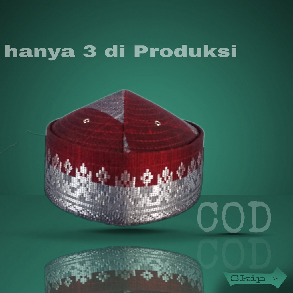 Jual KOPIAH PECI BULAT MERAH PUTIH ABU SILVER MELAYU SONGKET TENUNAN ...