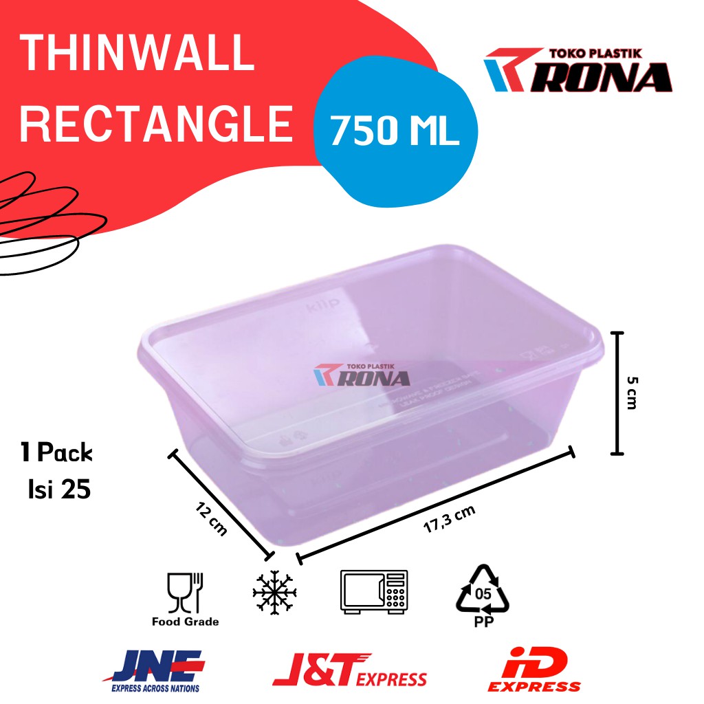 Jual THINWALL KOTAK 750 ml TEMPAT MAKAN PLASTIK 750 ml TEMPAT KURMA 750 ...