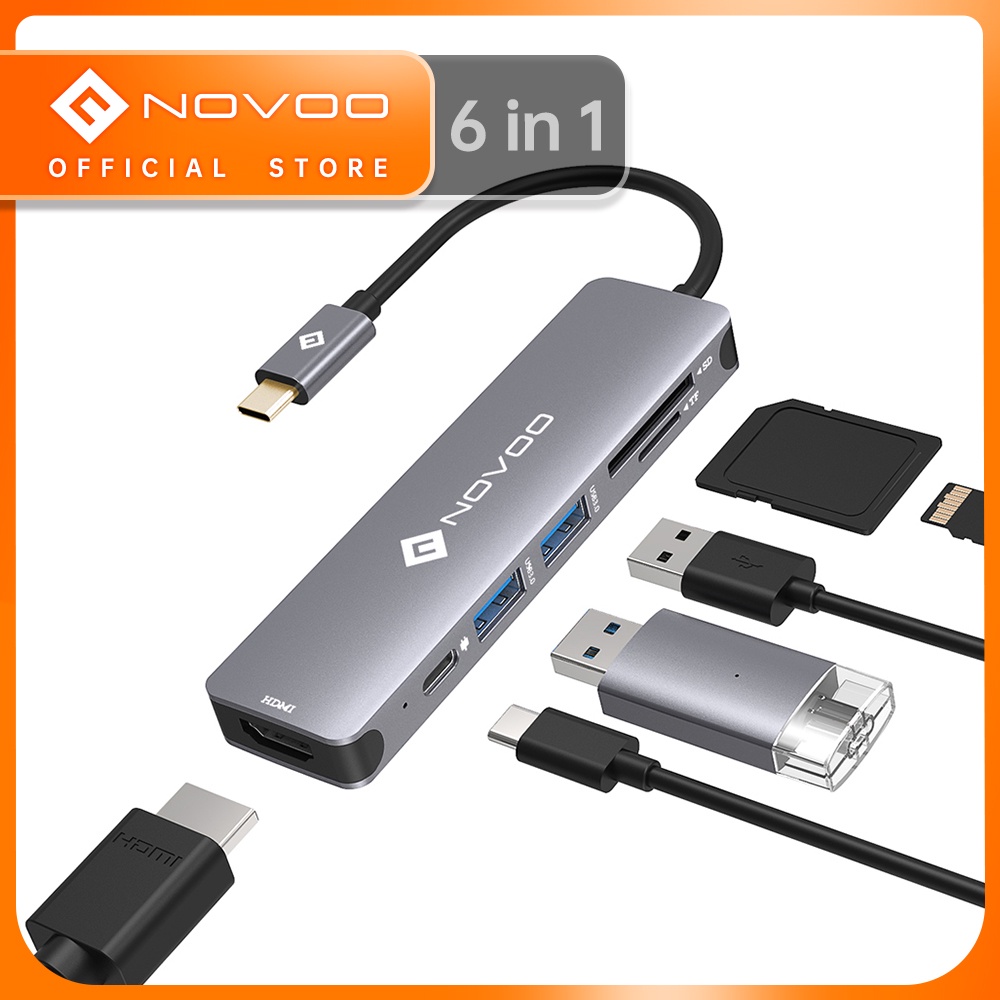 Jual NOVOO type c Hub USB 3.0 6-Port Paduan aluminium Kecepatan Tinggi ...