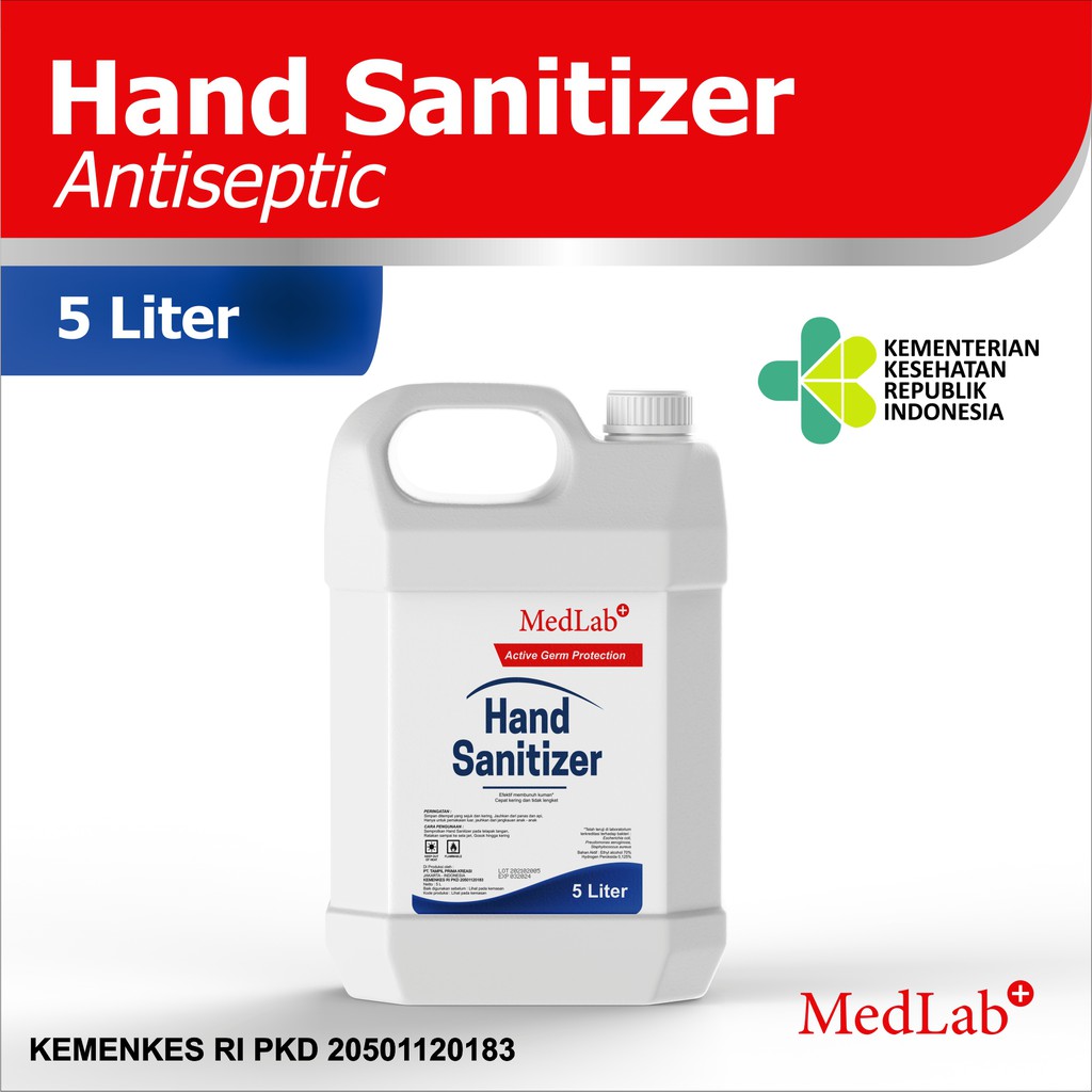 Jual Hand Sanitizer Cair 5 Liter Antiseptik KEMENKES Alkohol 70% ...