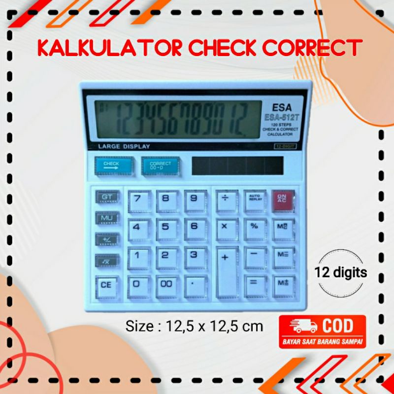 Jual Kalkulator Putih Check Correct 12 Digits Tahan Lama Auto Reply ...