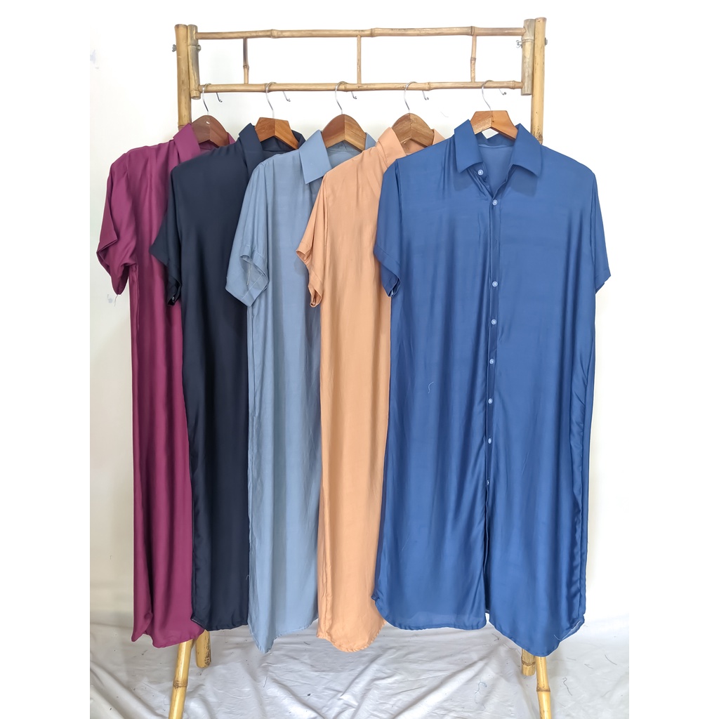 Jual Daster Polos Full Kancing Depan Rayon Busui Viral | Shopee Indonesia