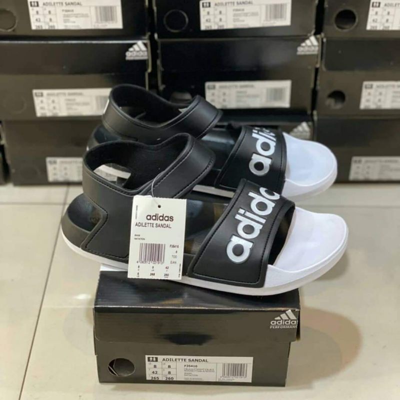 Jual ADIDAS Sandal Adilette Black White Original | Shopee Indonesia