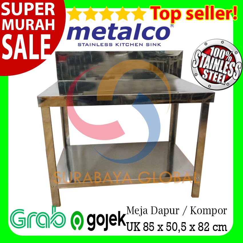Jual Meja Dapur Kompor Stainless Steel 2 Rak Serbaguna Metalco | Shopee ...