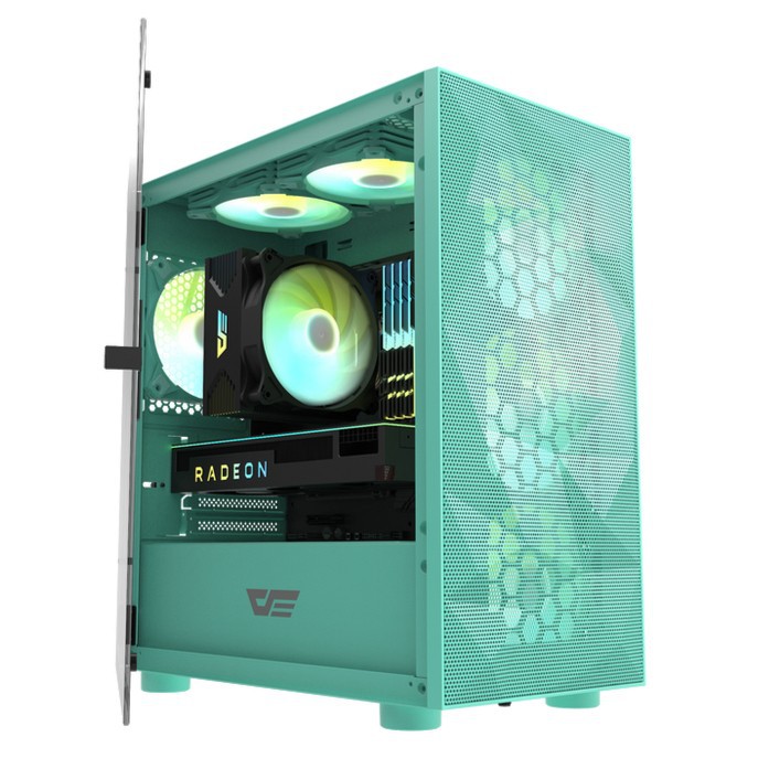 Jual DARKFLASH DLM21 MESH NEO MINT LUXURY M-ATX TEMPERED GLASS PC CASE ...