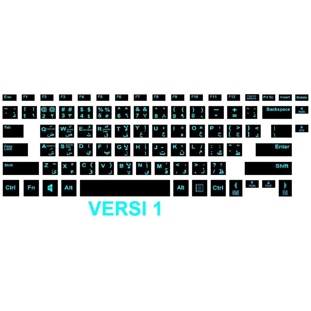 Jual Sticker Arabic Full Keyboard Untuk notebook/Netbook hitam huruf ...