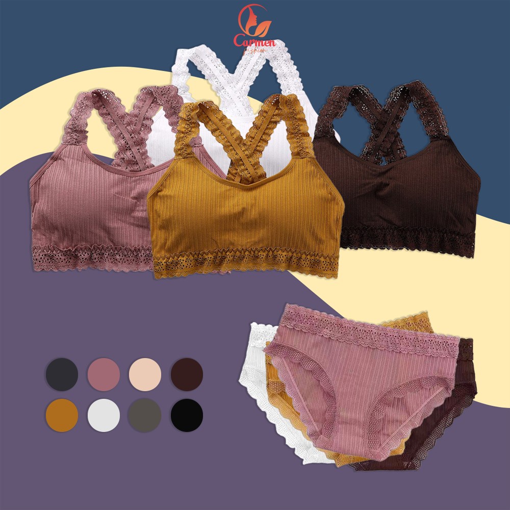 Jual Bra Wanita Set Motif Renda Tanpa Kawat / Pakaian Dalam Wanita Satu ...