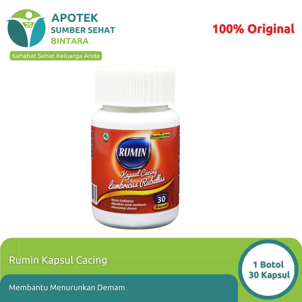 Jual Rumin Kapsul Cacing Obat Demam/Tipes 1 Botol 30 Kapsul | Shopee ...
