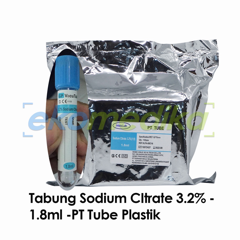 Jual Tabung Sodium Citrate 1.8ml GP / Sodium CItrat 3.2% 1.8ml VIDELAB / Blood Vacuum Tube 1,8 ...