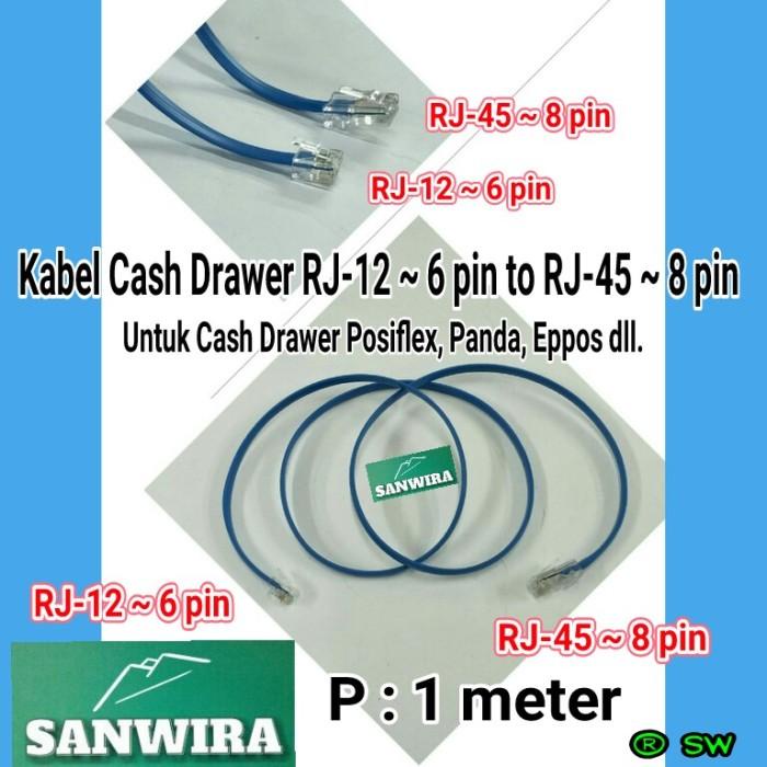 Jual Konektor | Kabel Cash Drawer Rj-12 ~ 6 Pin To Rj-45 ~ 8 Pin ...