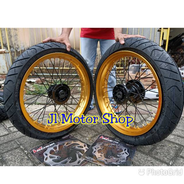 Jual Paketan Velg Supermoto Super Moto Klx Dtracker Plus Ban Luar Dalam ...
