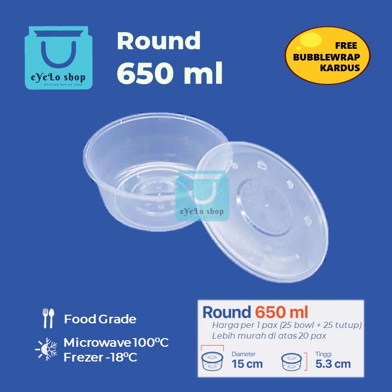 Jual Thinwall 650 ml Thinwall Round/ Cup Plastik Bening/ Cup Puding ...