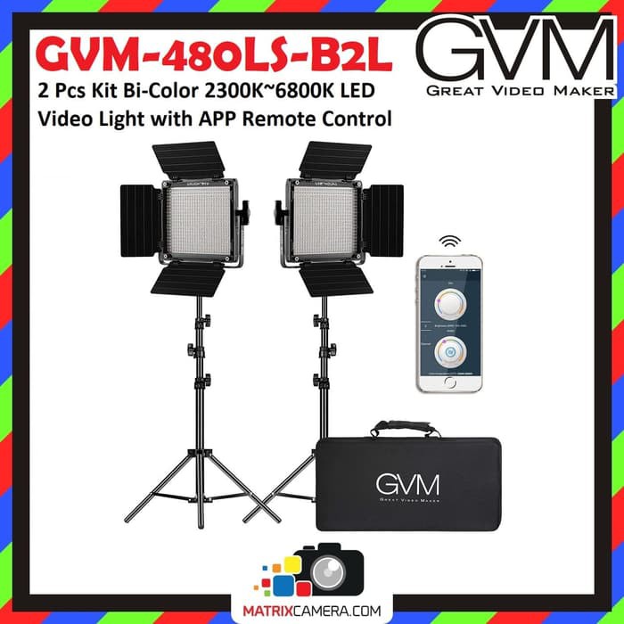 Jual GVM 480LS-B2L 2 Pcs Kit Bi Color LED Studio Video Camera Light ...