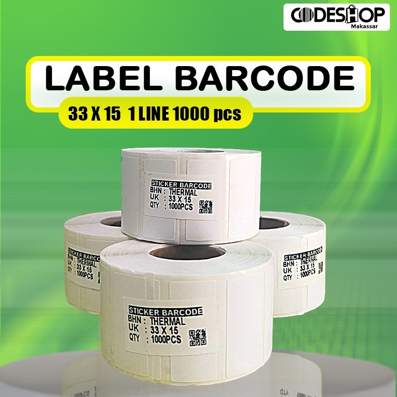 Jual Label Thermal 33x15 1 Line Isi 1000pcs Stiker Barcode Codeshop 33 ...