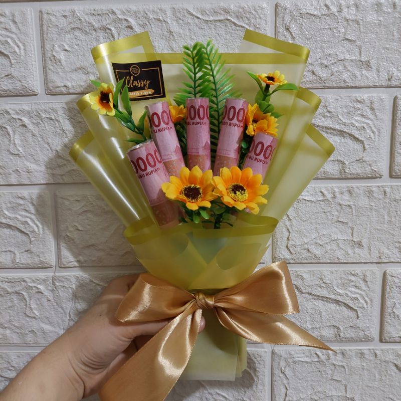 Jual Mini Roll Money Bouquet / Buket Bunga Bucket Kecil Uang Asli ...