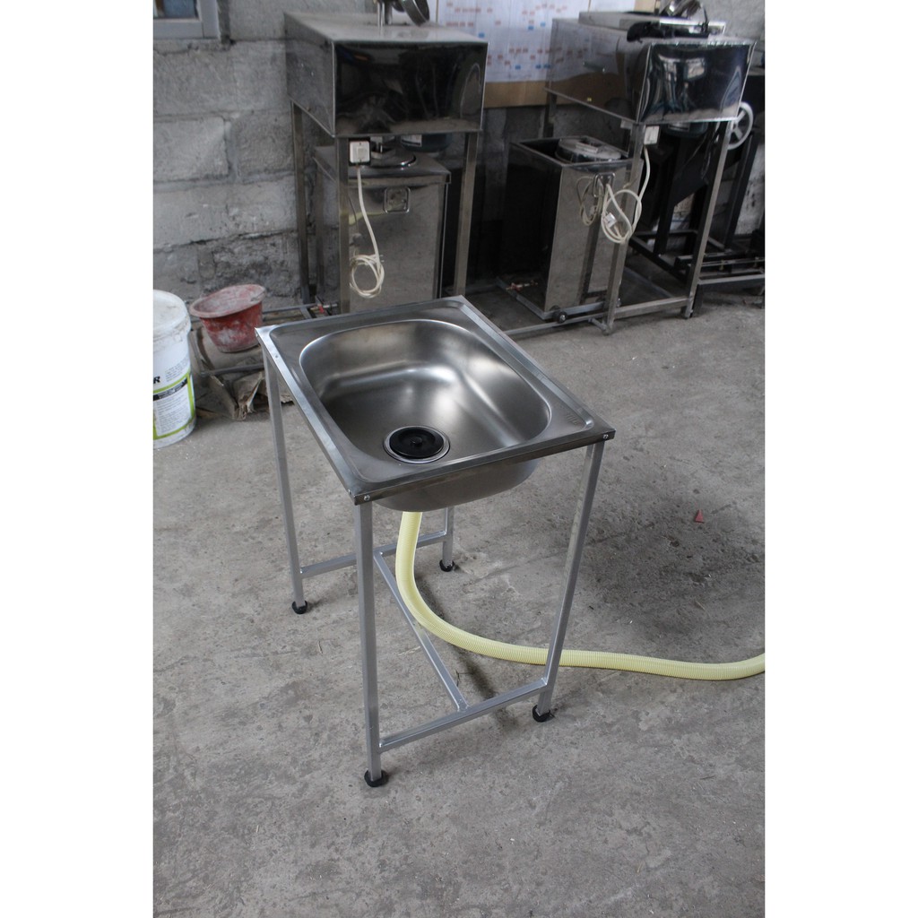 Jual Wastafel Portable Stainless Steel Tanpa Kran + Rangka Tempat Cuci ...