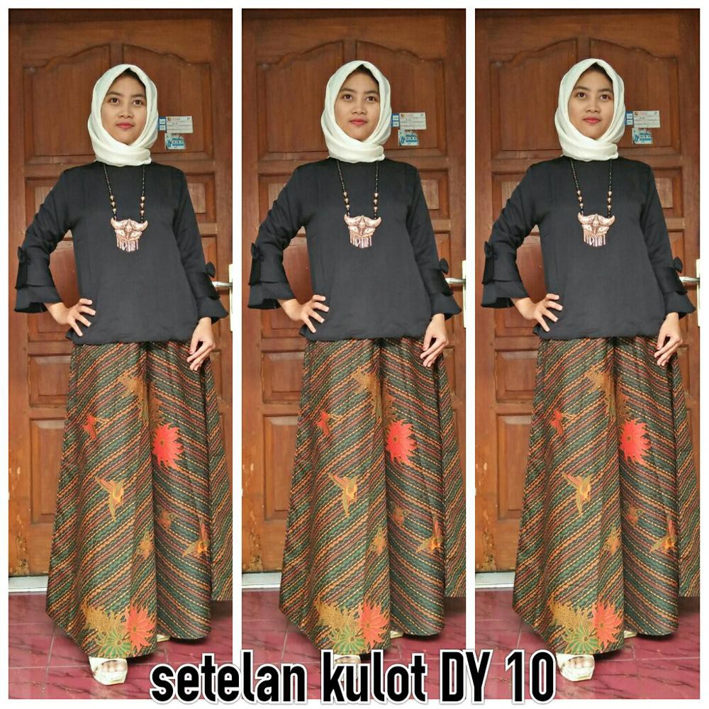 Jual setelan kulot batik terbaru warna hitam | Shopee Indonesia