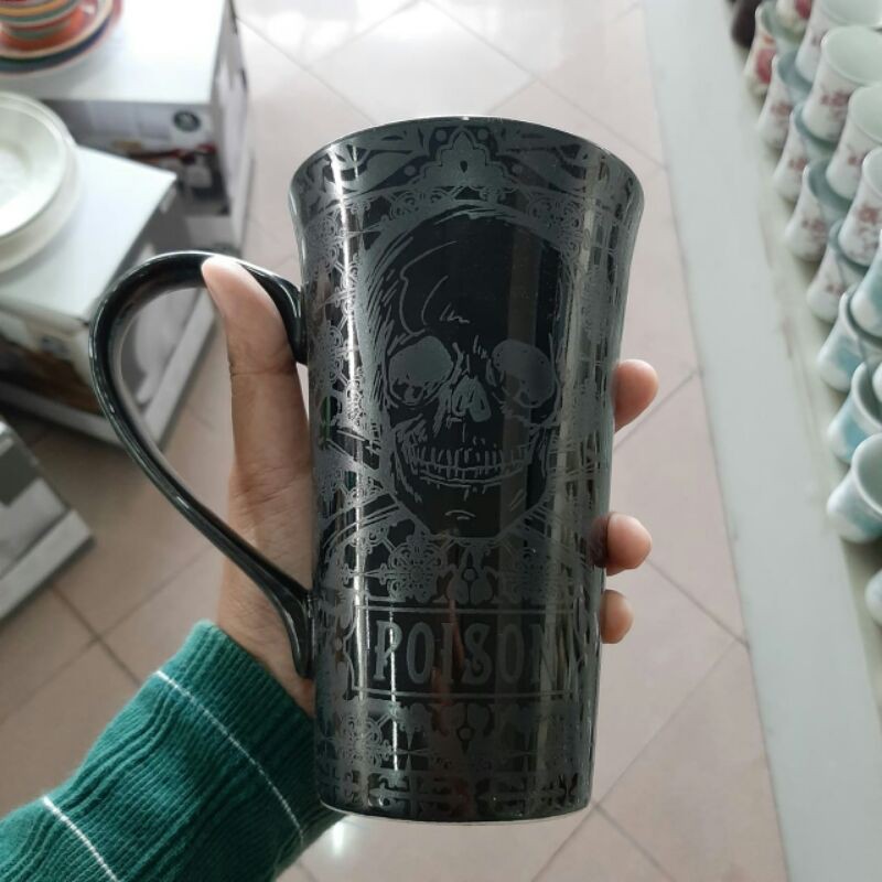 Jual SKULL MUG GELAS KERAMIK HIAS SANGO MOTIF TENGKORAK TEMA BLACK ...