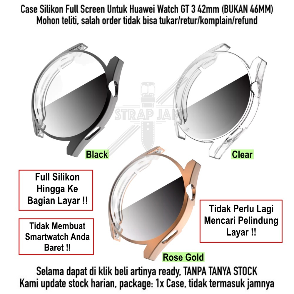 Jual Case Huawei Watch GT3 GT 3 42mm - Silikon Full Screen Protector ...