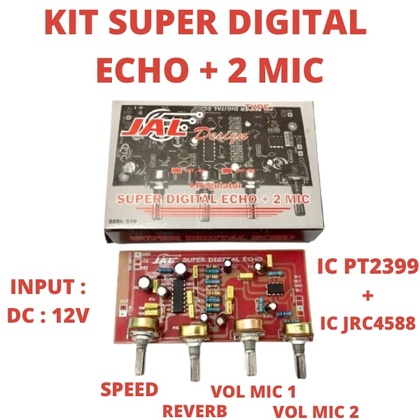 Jual KIT ECHO DIGITAL 2 MIC SUPER EKO DRIVER REGULATOR DC 12V 12VOLT 12 MIK MIKSER MIKER MIXZER ...