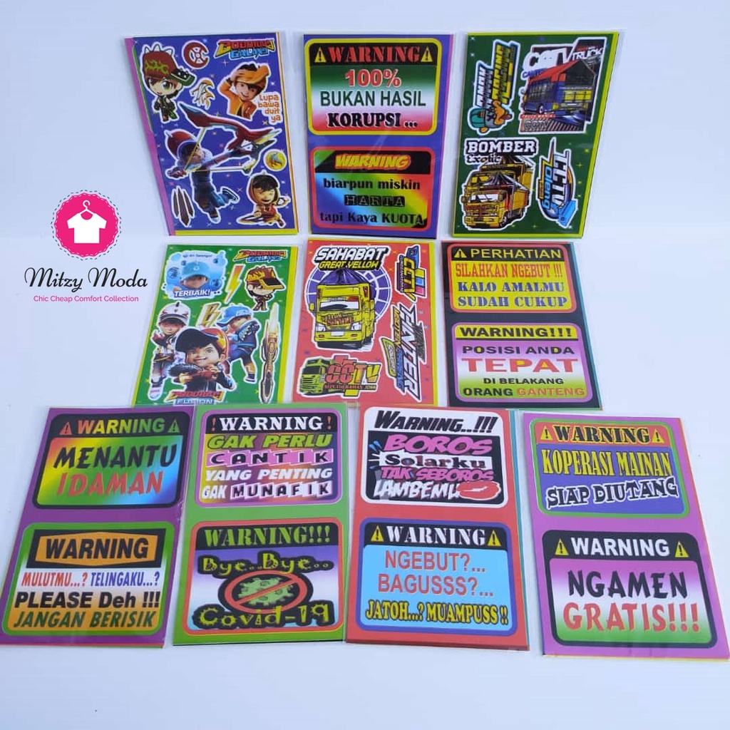 Jual 1 Lembar isi 2 pcs Sticker Anak Truk Oleng | Sticker BoboiBoy | Stiker Tulisan Lucu ...