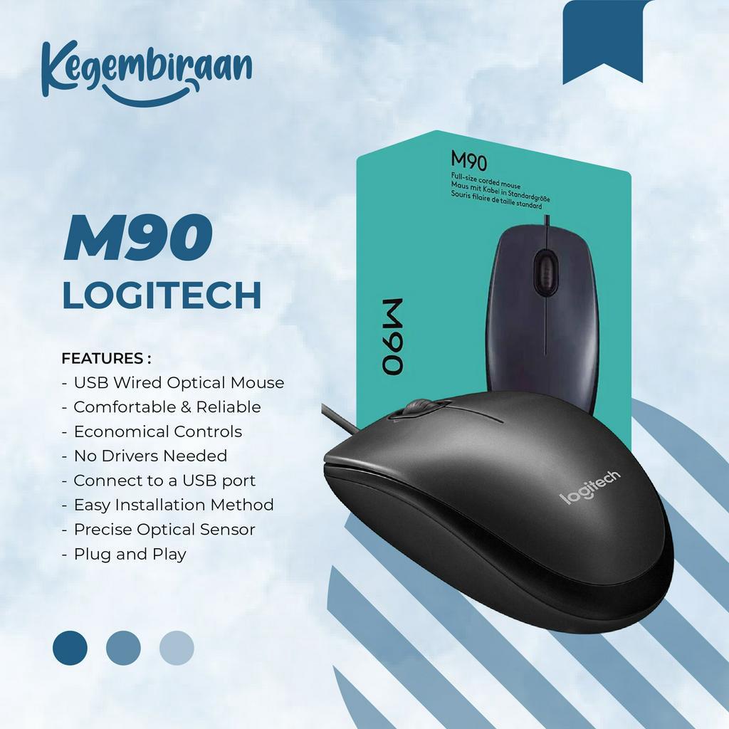 Jual Mouse Logitech M90 Original Kabel USB HITAM Garansi Resmi 1 Tahun ...