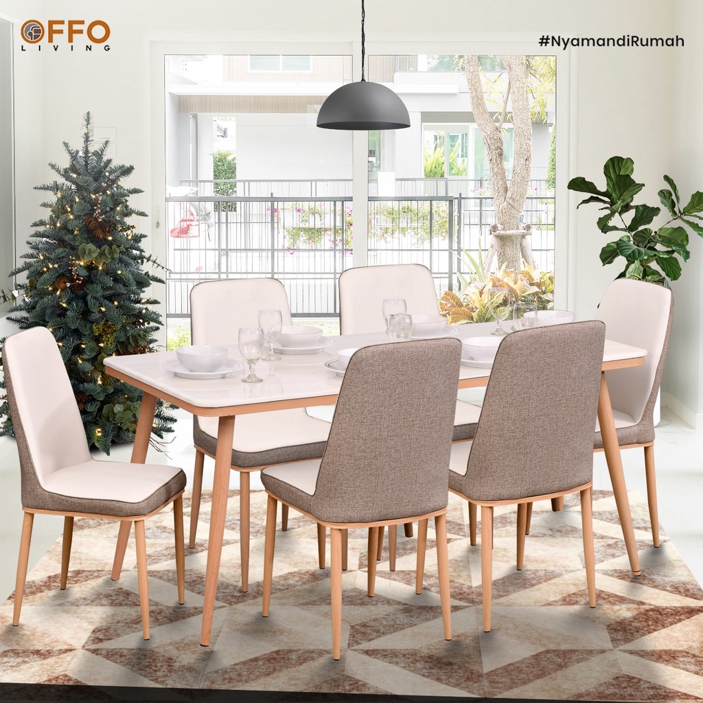 Jual Offo Living - Offo Living - Meja Makan Dining Table Marble Series 6 Kursi | Shopee Indonesia