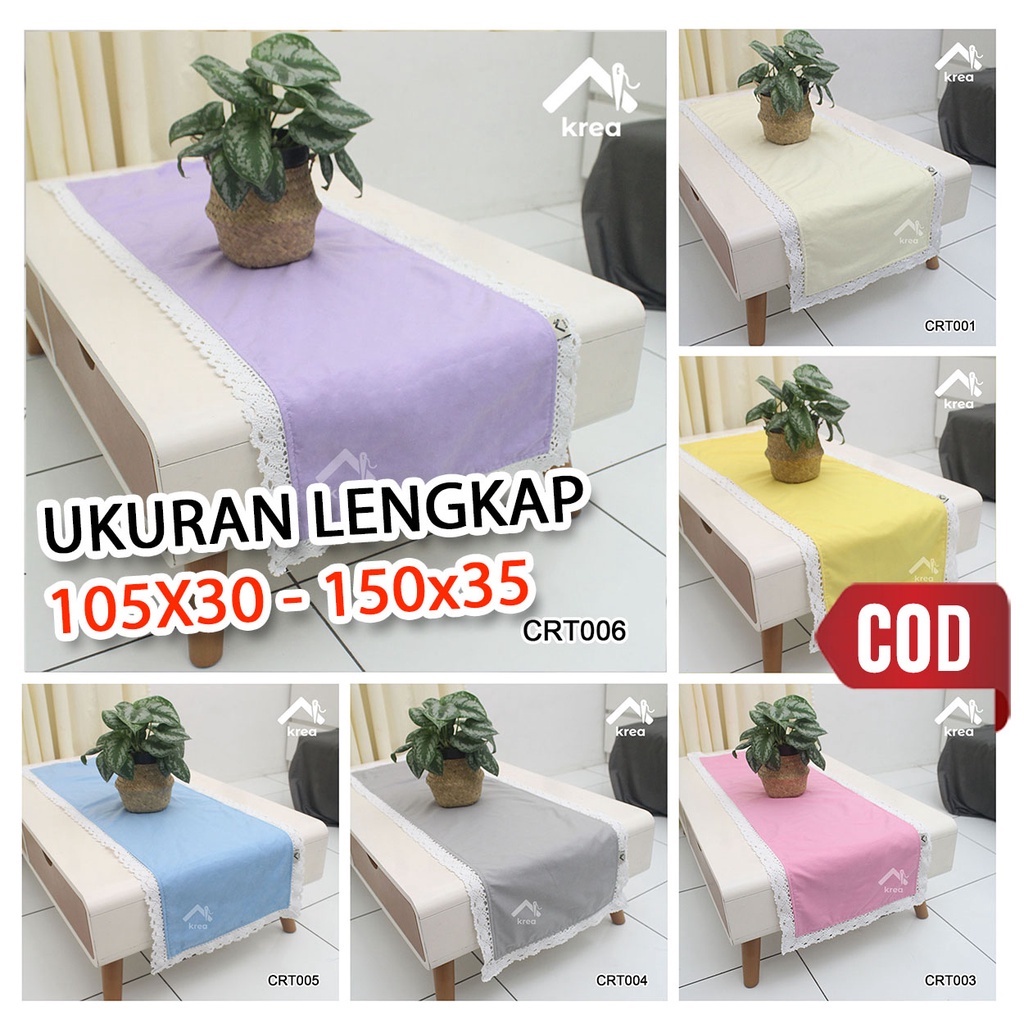 Jual TAPLAK MEJA / TAPLAK RUNNER POLOS RENDA RAJUT UKURAN 105x30 ...