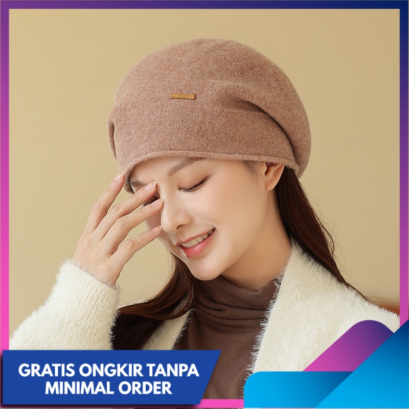 Jual Topi Kupluk Wanita Korea Murni Warna Wol Baret Inggris Vintage ...