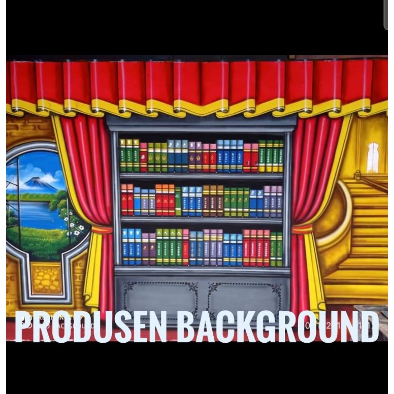 Jual Kain Background Wisuda 3x6m Jendela Bulat Tirai Merah Kuning ...