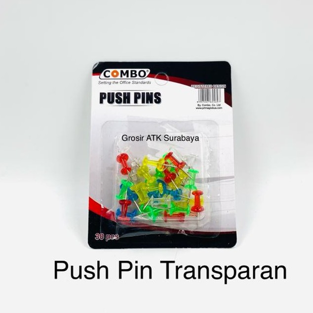 Jual PUSH PIN TRANSPARANT / Jarum Tekan / Paku Pin Combo Transparan ...