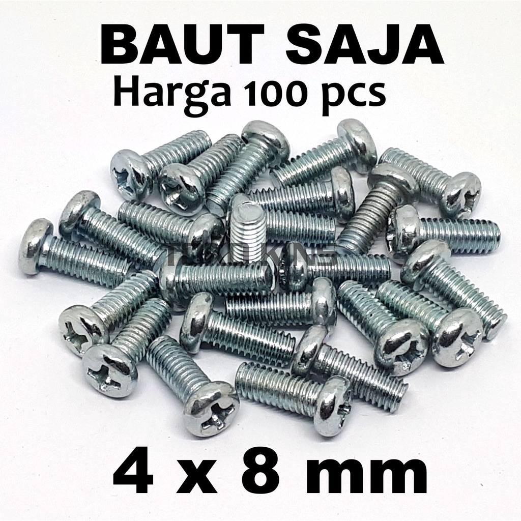 Jual JP M4 x 8 per 100 pcs Baut kepala obeng plus 4mm 4 x 8 mm | Shopee Indonesia