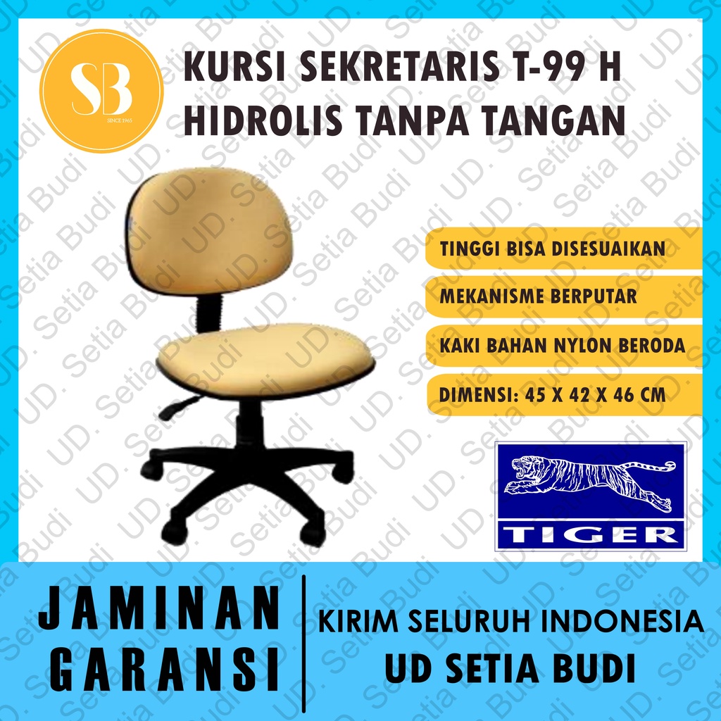 Jual Kursi Kantor Sekretaris Tiger T-99H Hidrolis Tanpa Tangan | Shopee ...
