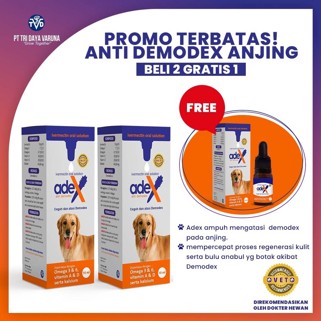 Jual OBATGATAL ANJING DEMODEX KUDIS GUDIKAN ADEX 10ML ISI 2 FREE 1 ...