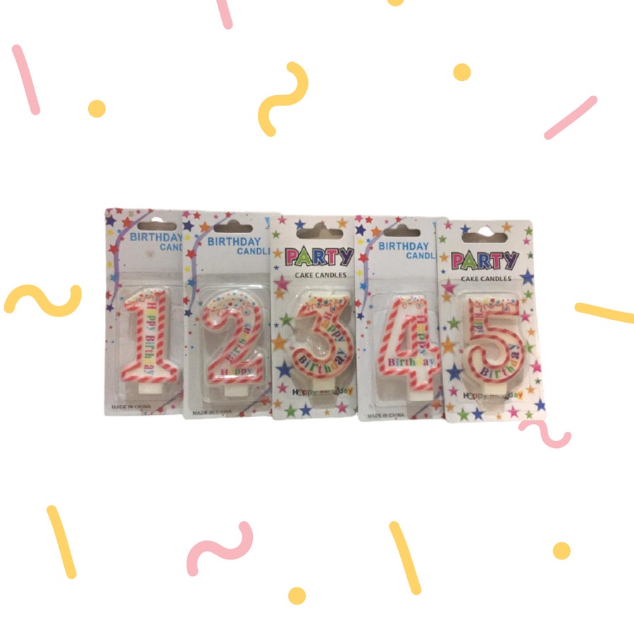 Jual Lilin Angka Putih Motif / Lilin Ulang Tahun /Birthday Candle ...