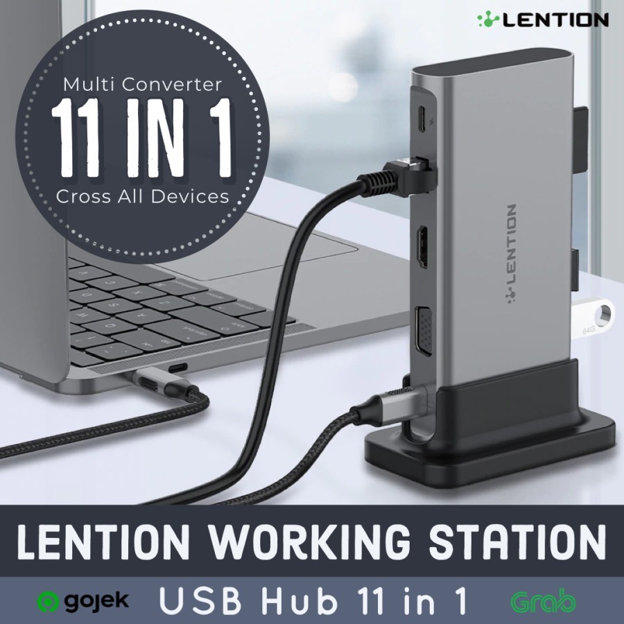 Jual LENTION 11 IN 1 DOCKING STATION MULTIFUNCTIONAL ADAPTER USB HUB ...