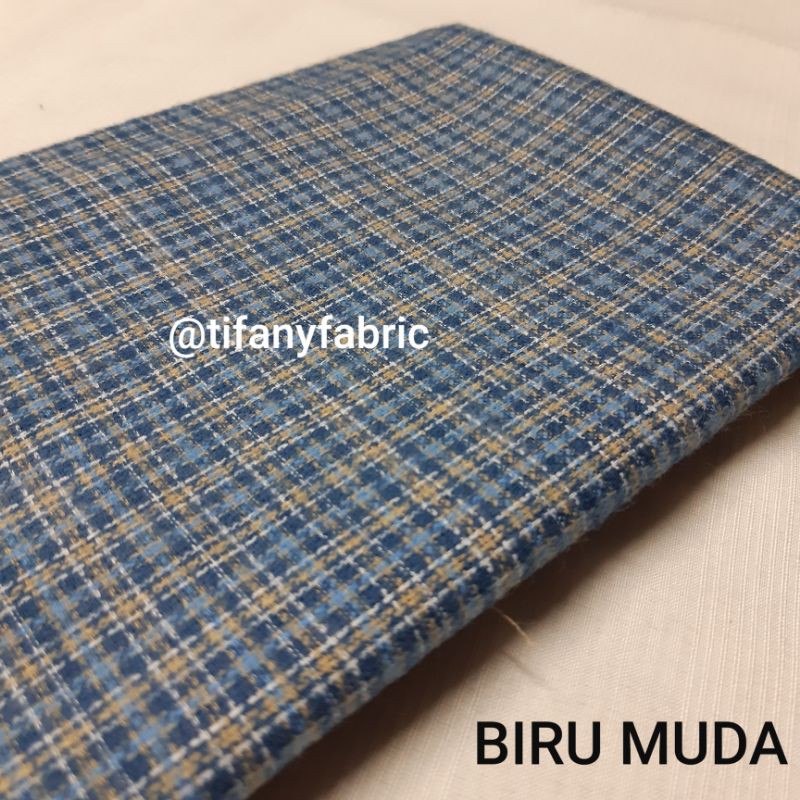 Jual Kain Kotak Garis Salur Biru Katun Flanel Flannel Planel Yanded ...