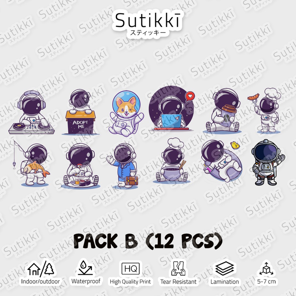 Jual Sutikki | Sticker Pack Astonout Doodle NASA Astronot Doodles Chibi ...