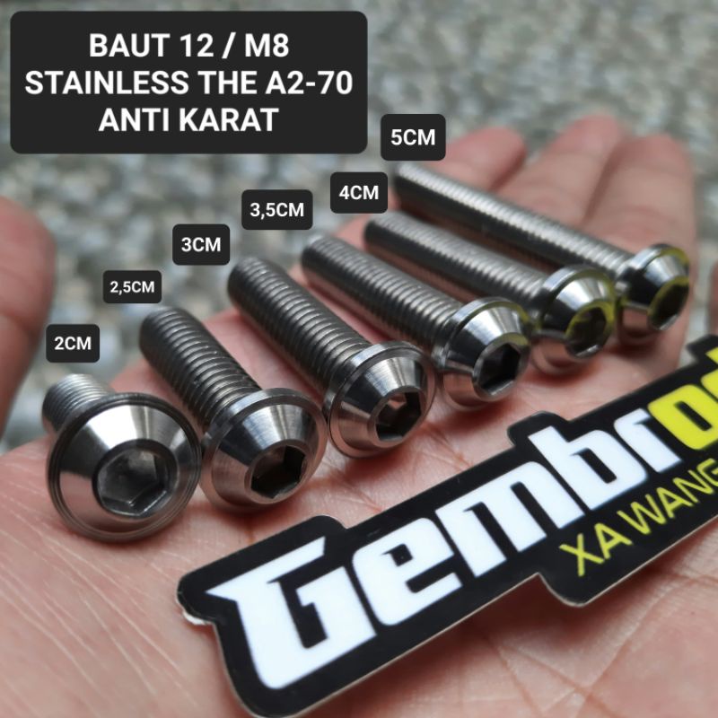 Jual BAUT L STAINLESS M8 / BAUT 12 MODIF BUBUT | Shopee Indonesia