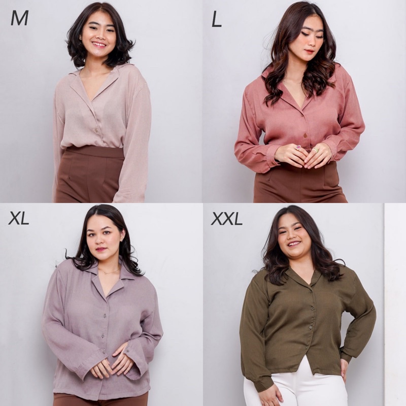 Jual Topteen - Angie Crinkle Basic Kemeja 3A | Shopee Indonesia