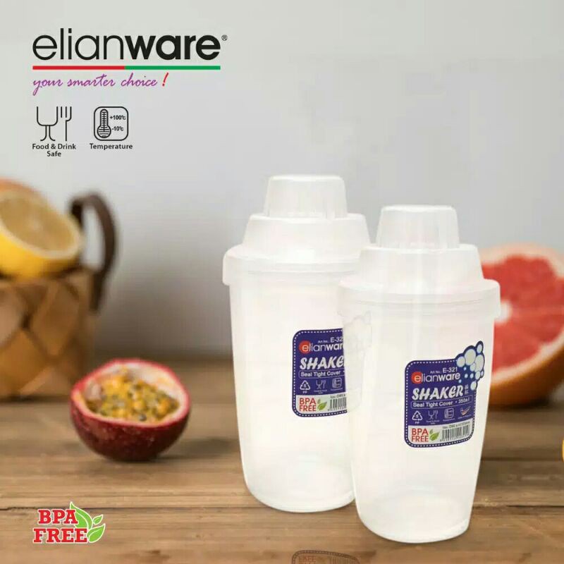 Jual ELIANWARE Botol Shaker Plastik 350 mL Tutup Putar Ulir Gelas ...