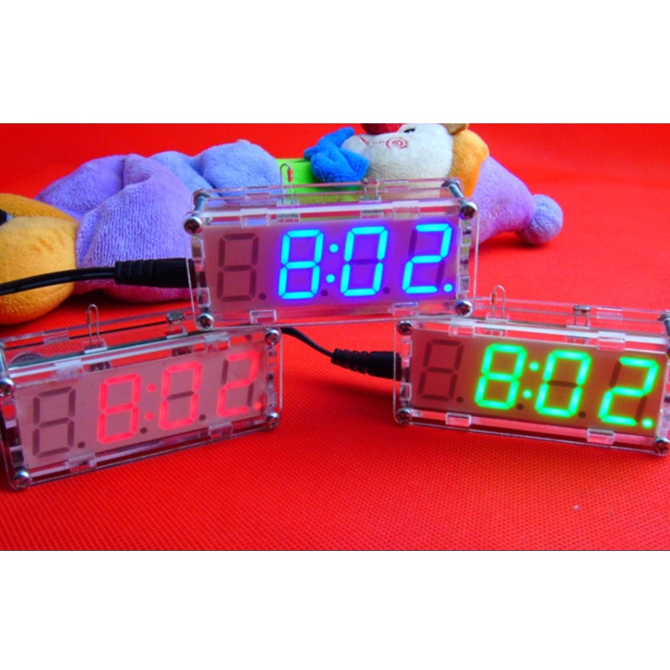 Jual Red LED Electronic Clock Microcontroller Digital Time Thermometer ...