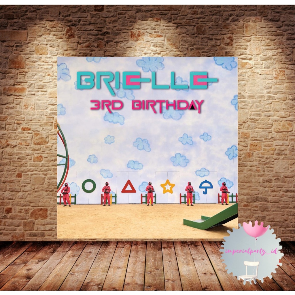 Jual Custom Backdrop Banner Spanduk Happy Birthday Squid Game 2 ...