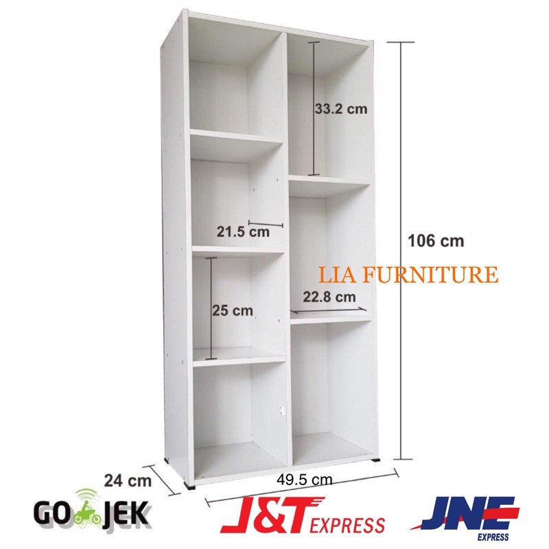 Jual RAK SERBAGUNA LEMARI BUKU RAK BUKU 7 SUSUN PUTIH KAYU | Shopee ...