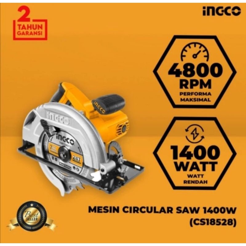Jual Ingco Gergaji Mesin Potong Circular Saw 1400 Watt CS18528 | Shopee ...