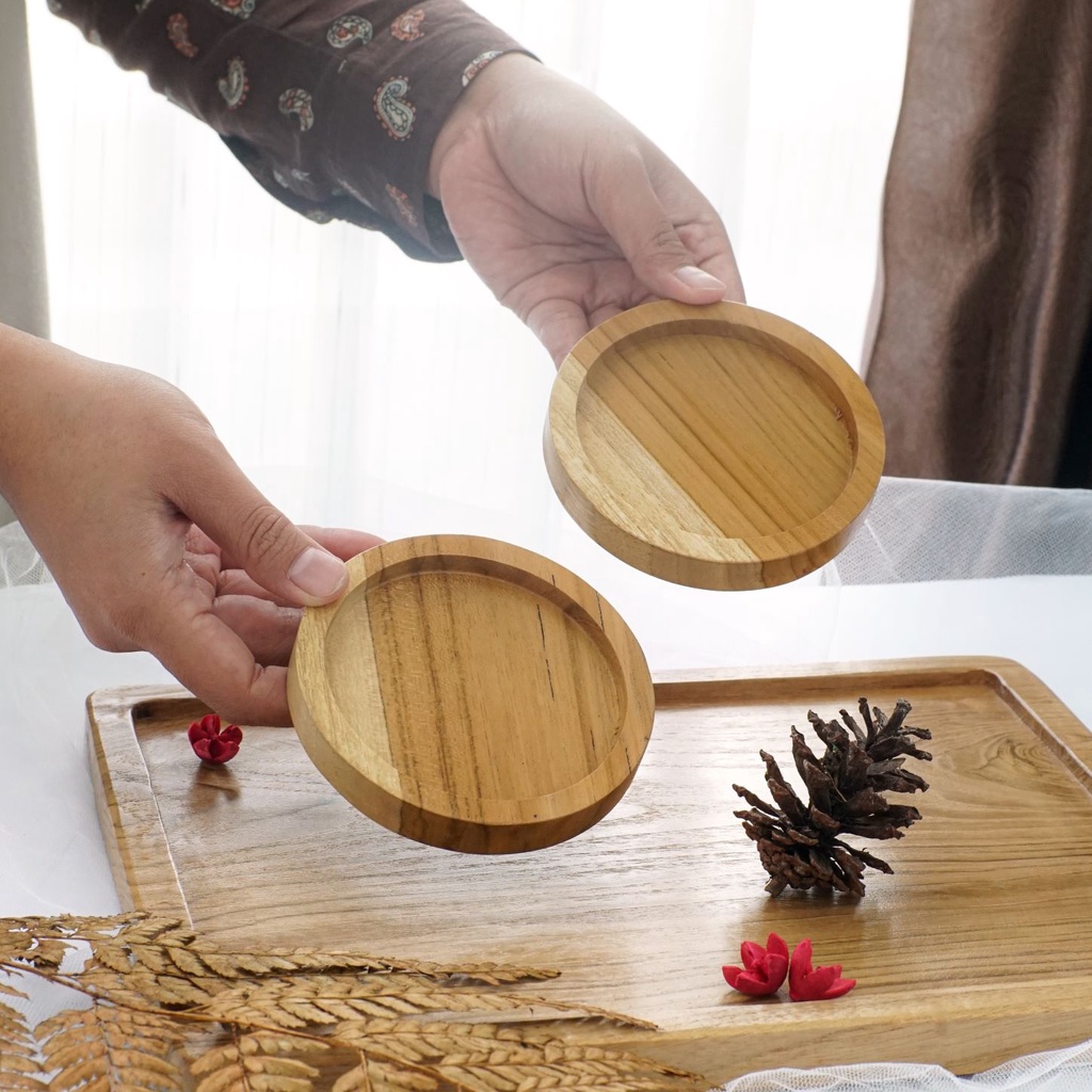 Jual Dekayu - Coaster Jati Bulat Cekung | Tatakan Gelas Kayu | Alas ...