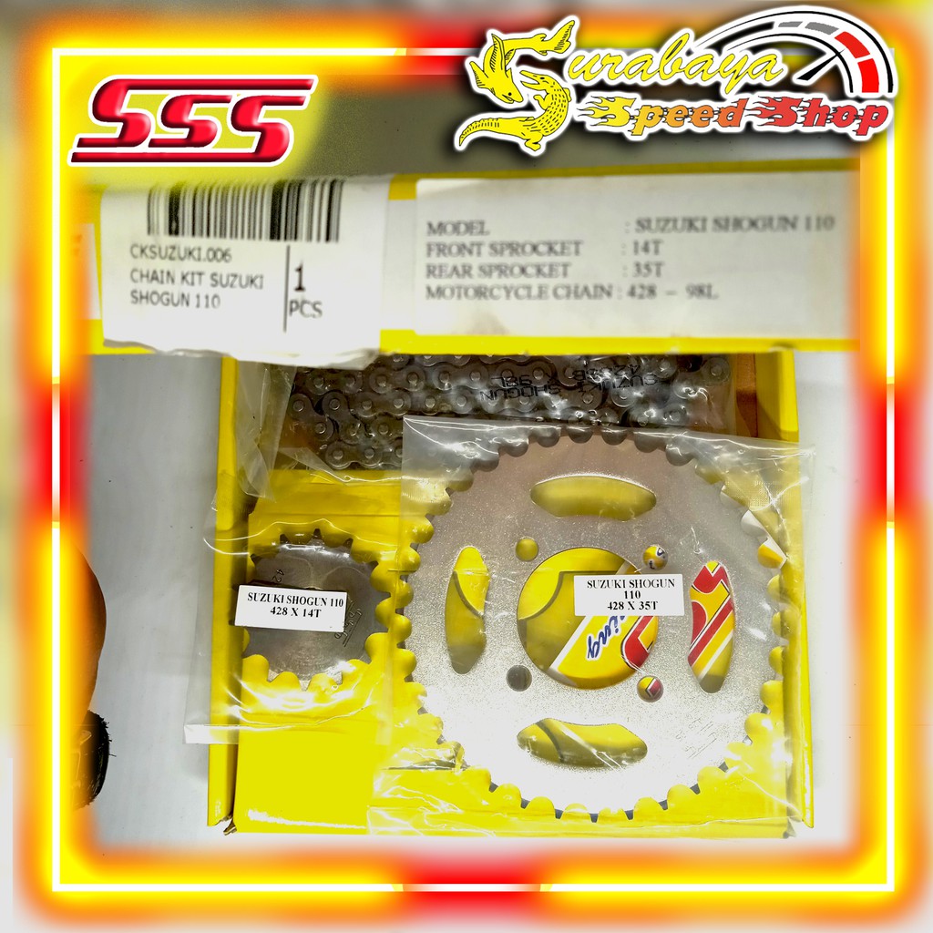 Jual SSS Chain Kit Gear Set Suzuki Shogun110 Lengkap Gear Depan ...