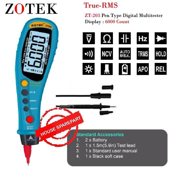 Jual Measuring Zotek Zt203 Ac Dc Pen Type Digital Multitester Avometer ...